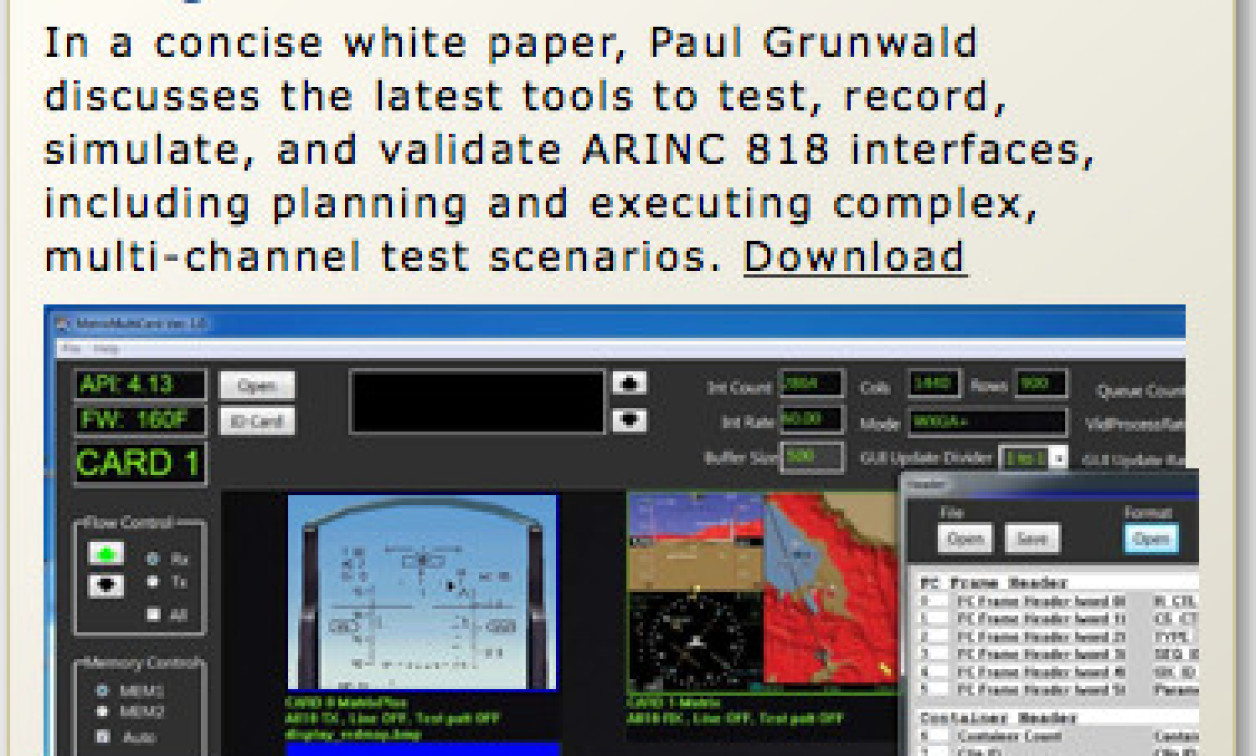 Development suite for ARINC 818 installations - Military Embedded Systems
