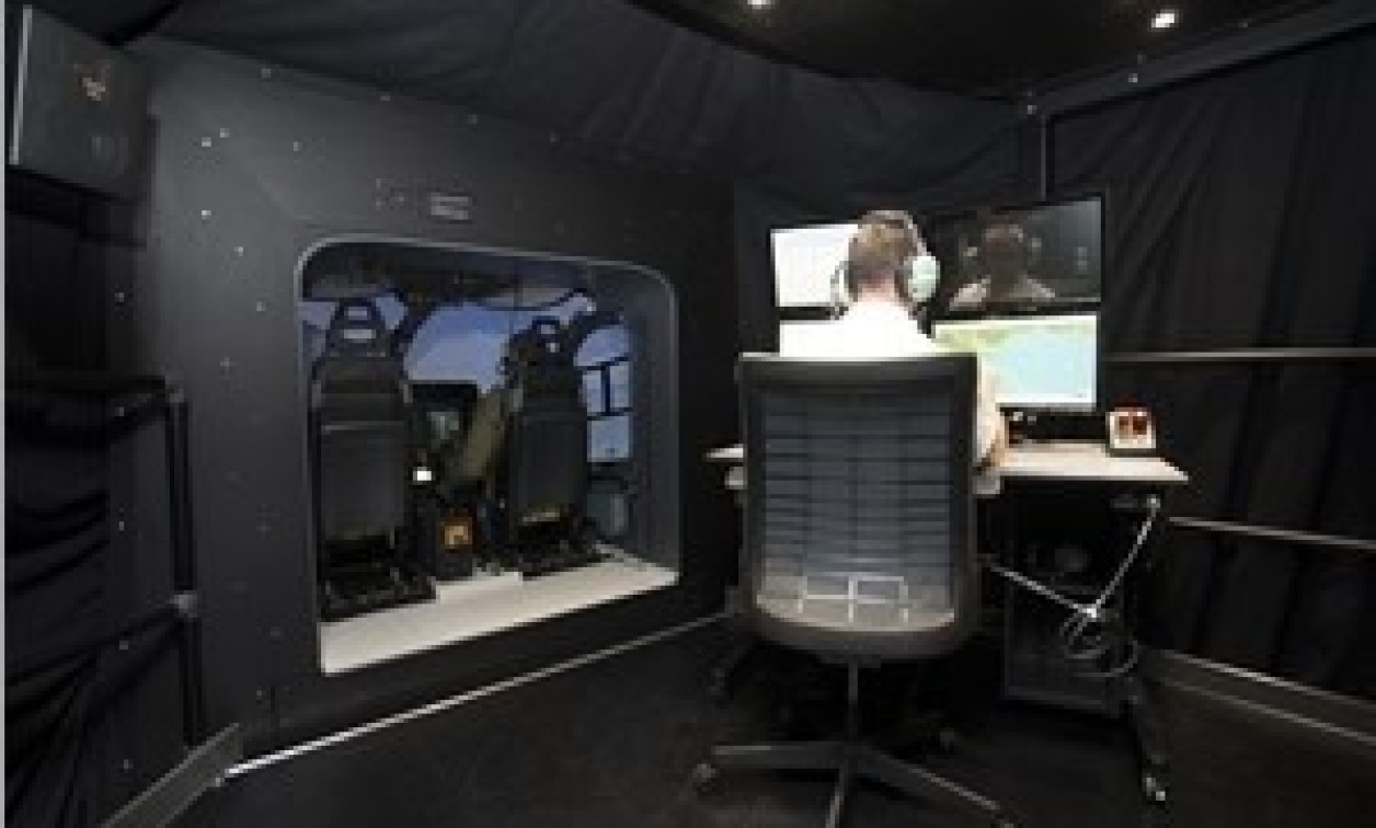 Flight-training device for military helicopters integrates tactical and ...